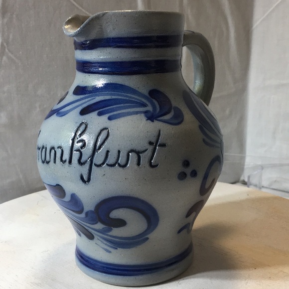 Accents | Vintage Salt Glazed German Pottery Made Pitcher Grayblue ...